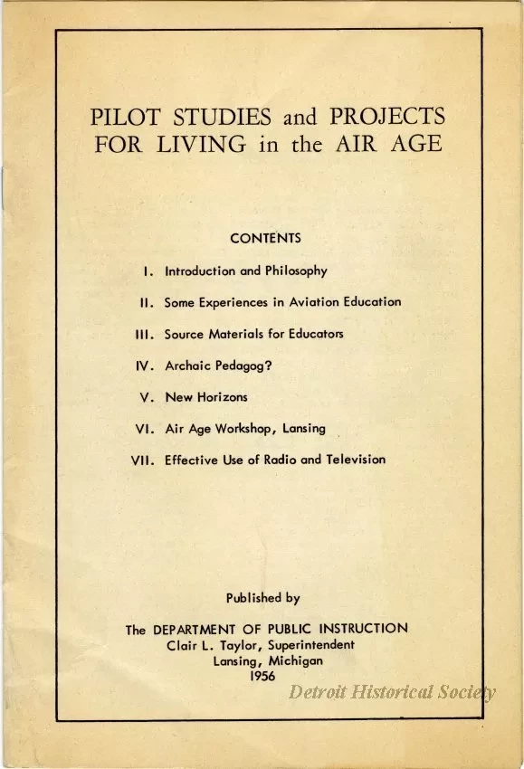 Leaflet - Pilot Studies and Projects for Living in the Air Age | Detroit Historical Society