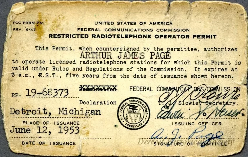 License, Occupational - Restricted Radiotelephone Operater Permit ...